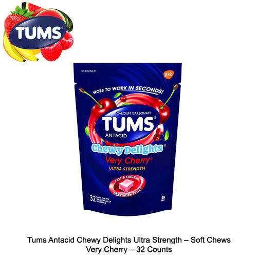 Tums Antacid Chewy Delights Ultra Strength – Soft Chews – Very Cherry ...