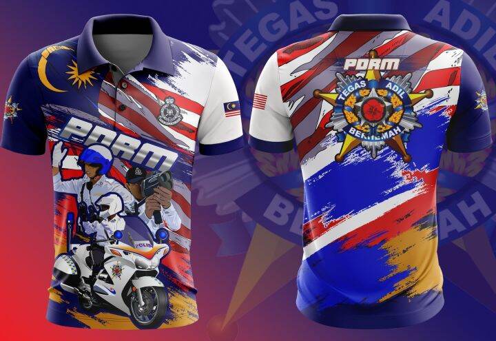 Sublimation Design PDRM untuk dijual polo shirt malaysia | Lazada