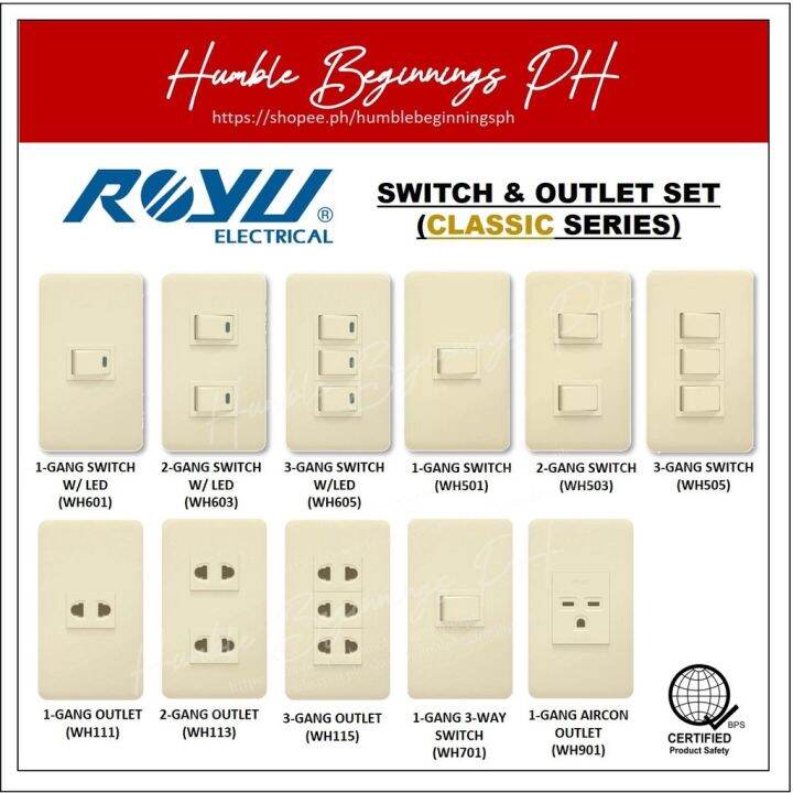 （New product） ROYU Classic Series 1 2 3 Gang Switch/ Outlet w/ LED w/o ...