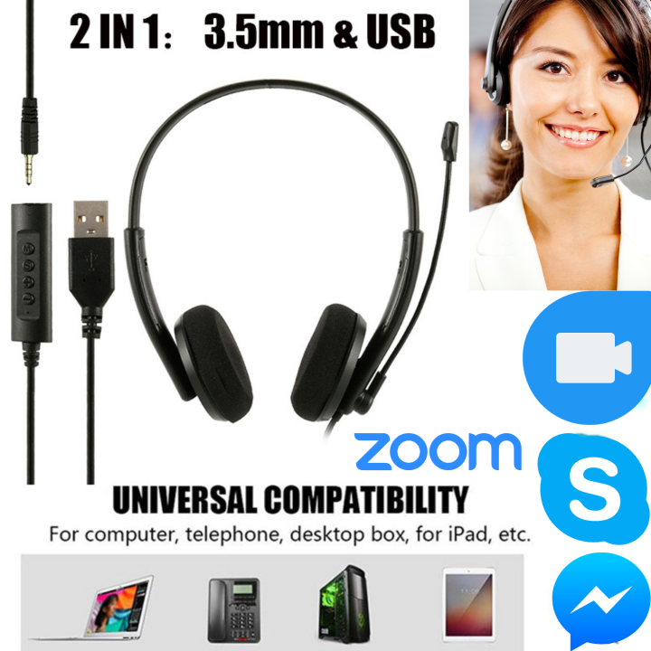 USB PC Headset Conference Call Headset with Noise Cancelling Wired ...