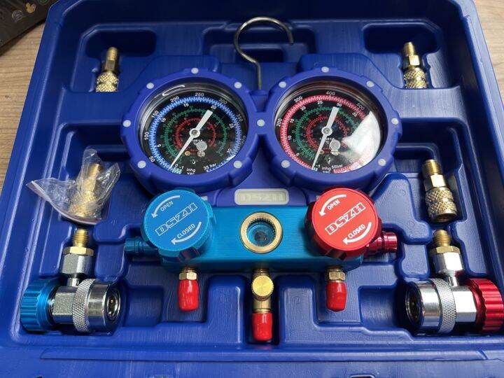 DSZH เกจวัดน้ำยาแอร์ รุ่น P6001B พร้อมคอปเปอร์ + อแดปเตอร์ สายยาว 60" เกจชาร์จน้ำยาแอร์ R22 R32 ...