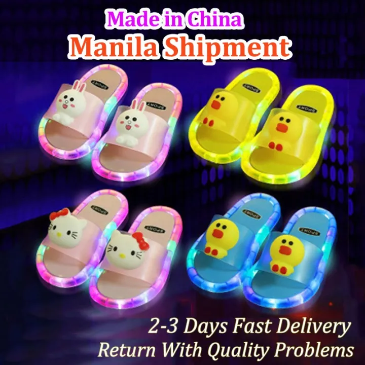 2021 New Kids Baby Cartoon Children's LED Slippers for Kids Luminous ...