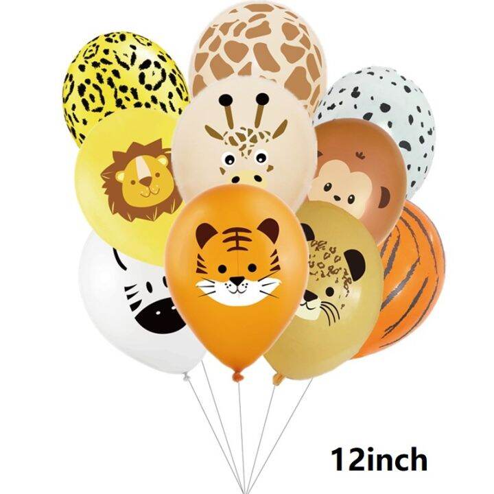 12inch Cartoon Animal Balloons Set For Jungle Safari Birthday Party ...