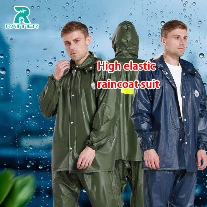 【Ready stock】COD HIGH QUALITY RAIN COAT DARK GREEN KAPOTE raincoat suit ...