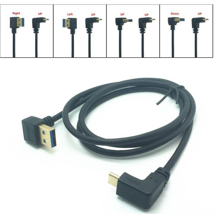 90 Degree USB C Cable USB 3.0 A to USB Type C Left / Right Angle Data ...