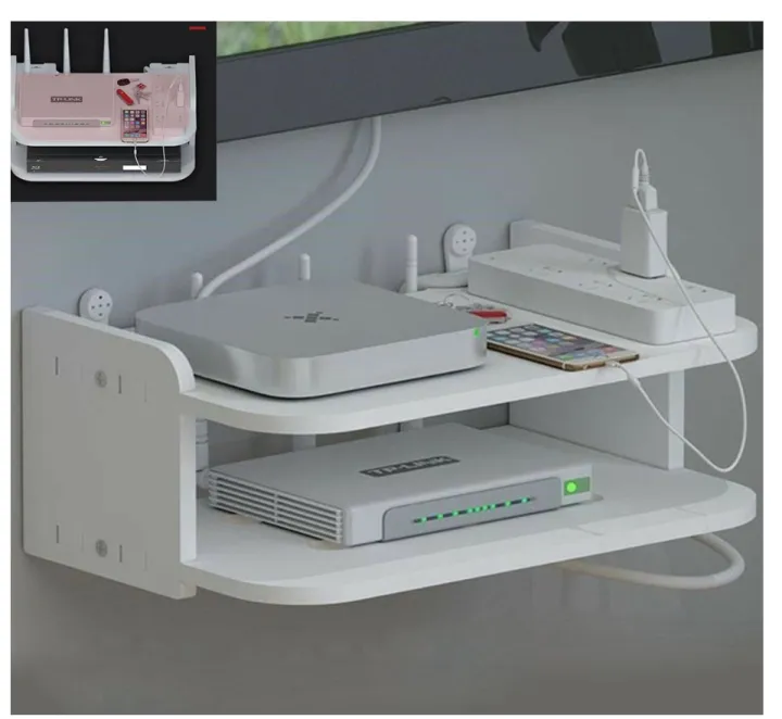 Living Room TV Wall Set-top Box Rack Router Storage Box Wall Wifi Rack ...