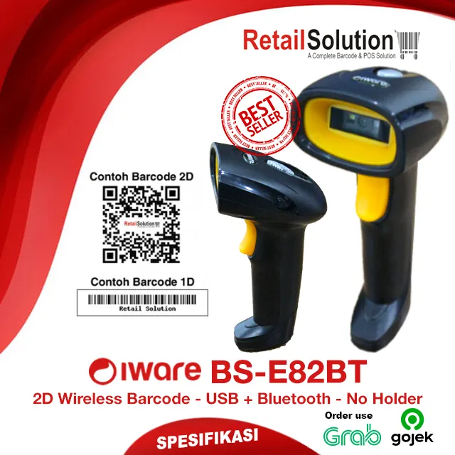 Barcode Scanner 2D Wireless Bluetooth - Iware BS-E82BT / BSE82BT ...