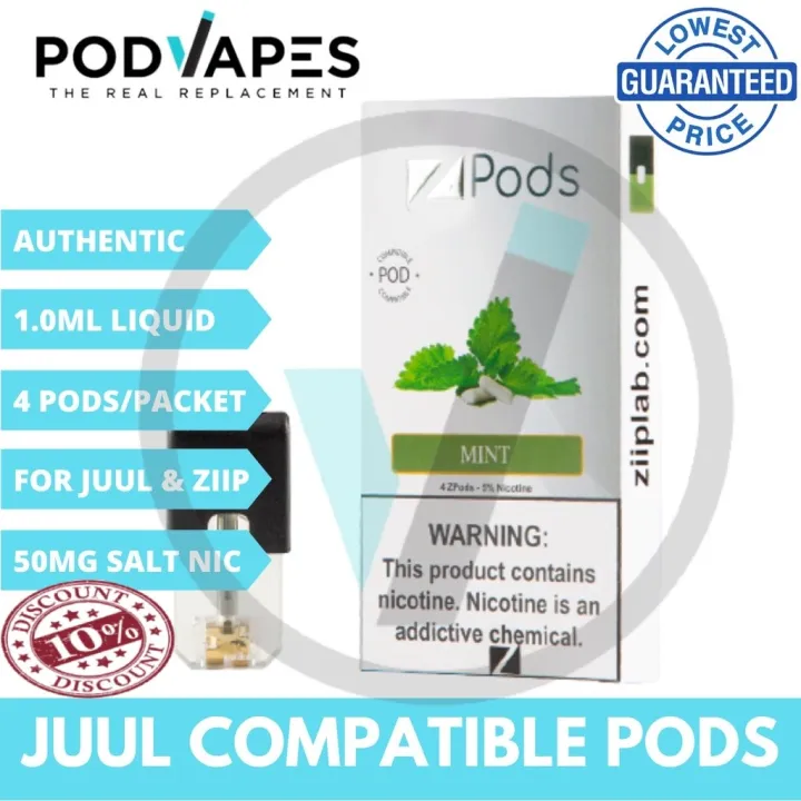 【Local delivery】 PODVAPES ZiiP J Pods – Mint Ziip and Juul Compatible 5 ...