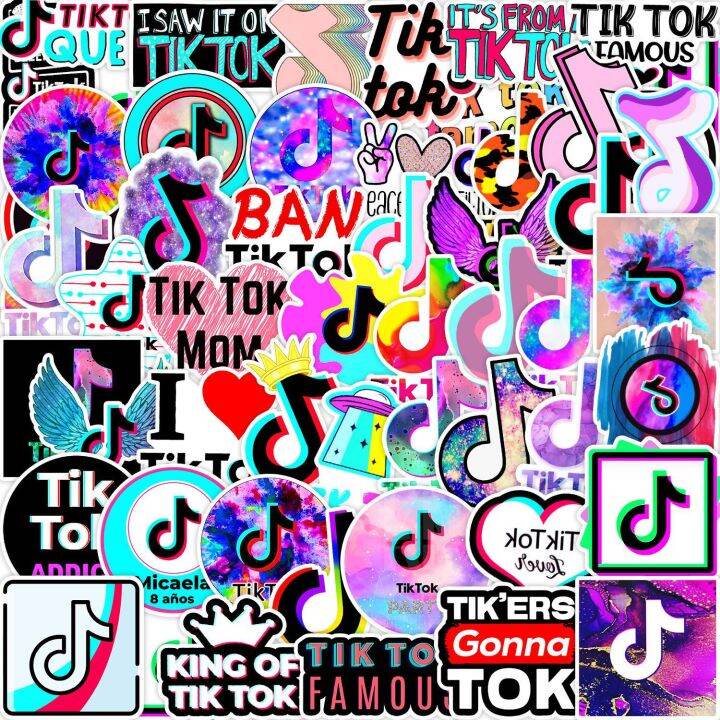 50pcs Tiktok sticker set Waterproof Removable Tik tok Logo stickers ...