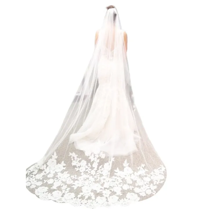 3M One-Layer Women Ultra-Long Trailing Wedding Veil Romantic ...