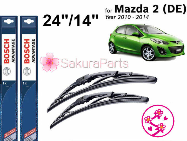 Bosch Advantage U Hook Wiper Set for Mazda 2 Hatchback DE 2nd Gen (24 ...