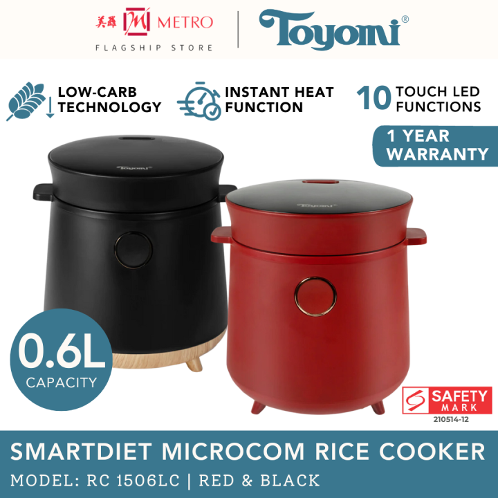 Toyomi 0.6L Mini Rice Cooker RC1506LC | Red & Black | Lazada Singapore