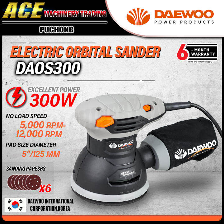 Daewoo Orbital Sander (300w/ 5") DAOS300 Heavy Duty Industrial Use ...
