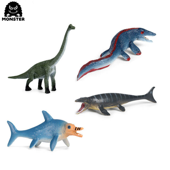 MONSTER 4PCS Jurassic Animals Model Dinosaur Mosasaurus Ichthyosaur ...