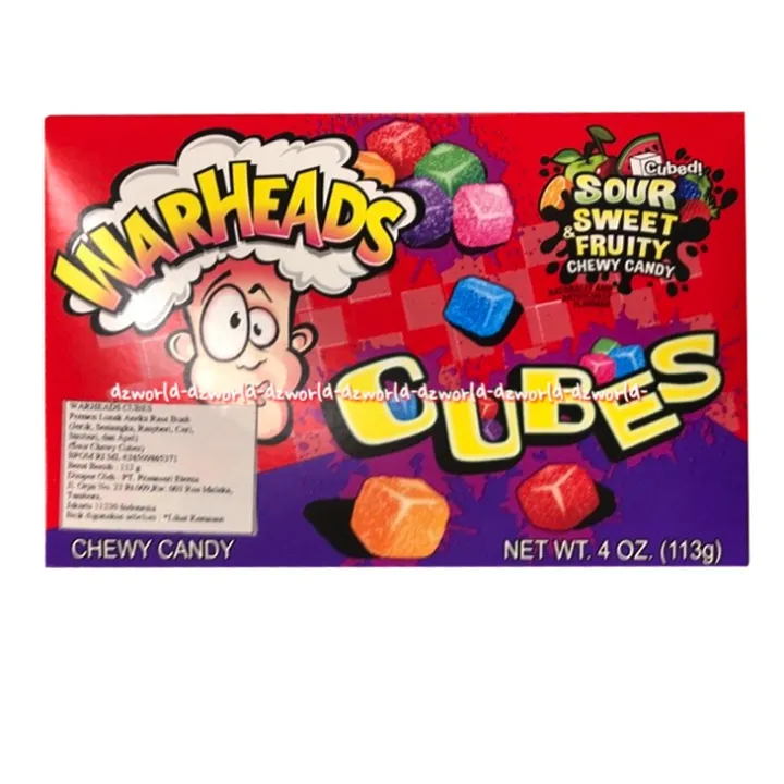 Warheads Cubes 113gr Chewy Candy Sour Sweet Fruity Permen Aneka Rasa ...