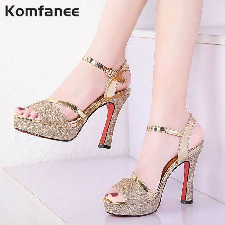 Komfanee Summer fashion Peep Toe Super High Heel Sandals 4.5 inches ...