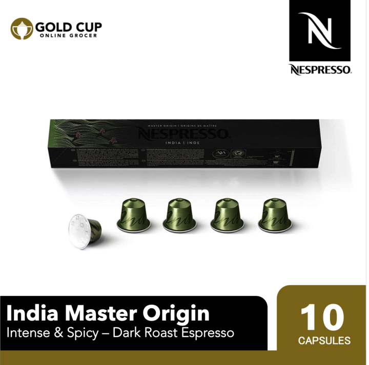 Nespresso Master Origin India (Dark Roast Espresso Coffee) 10 Capsules ...