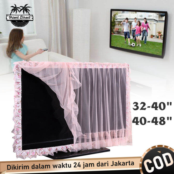 Sarung Penutup TV LED 32inch-48inch Renda Anti Debu Cover TV Bahan Kain ...