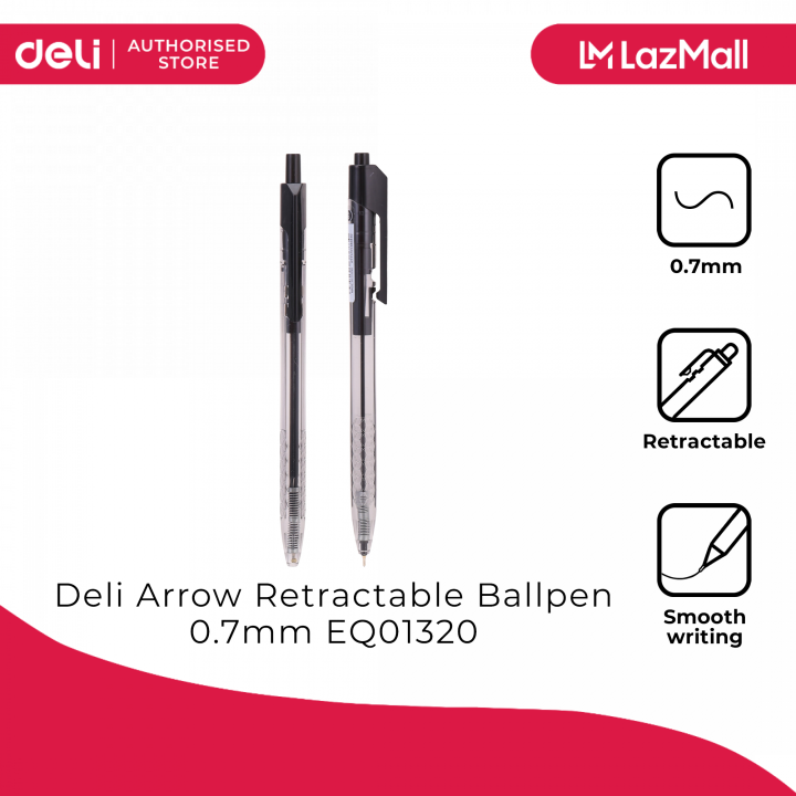 Deli Arrow Retractable Ballpen 0.7mm EQ01320 [7711EQ01320] | Lazada PH
