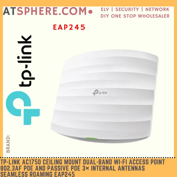 TP-LINK Tplink EAP245 AC1750 Ceiling Mount Dual Band 2.4GHz 5GHz Wifi ...