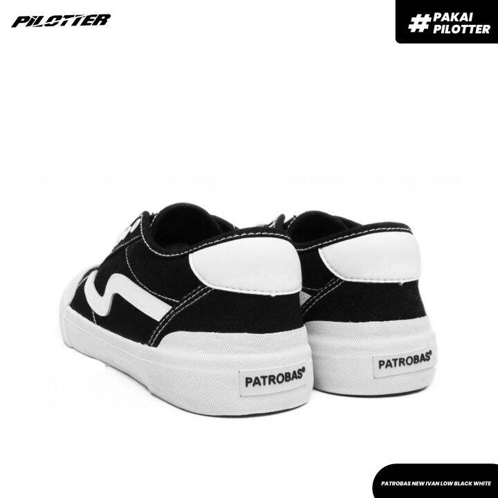 SEPATU PATROBAS NEW IVAN BLACK WHITE SERIES ORIGINAL SNEAKERS LOW ...