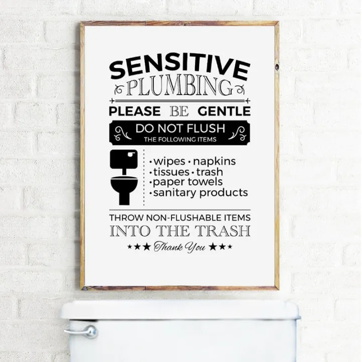 Flush Tet Sign Print Sensitive Plumbing Septic System Signs Poster ...