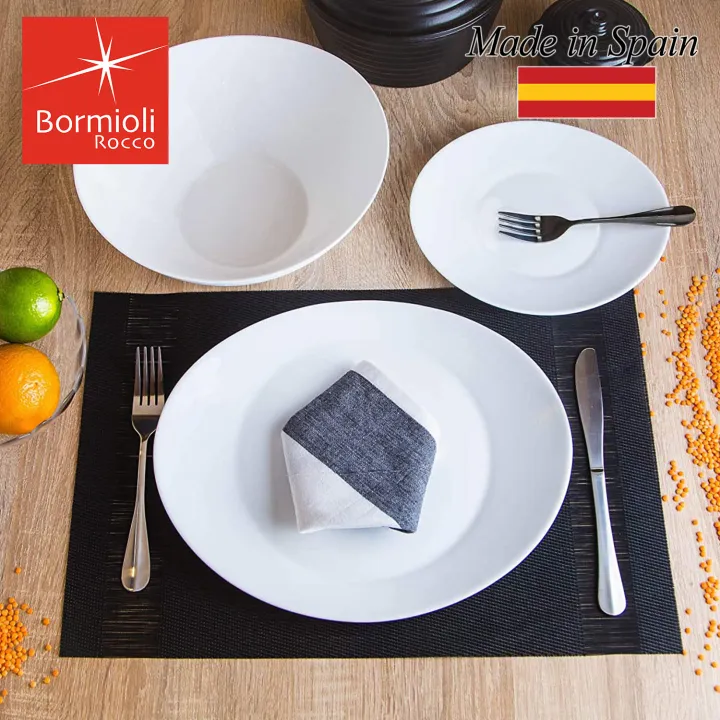 Bormioli Rocco 490422 Prometeo 12pc Dinner Set White Tableware Plates ...