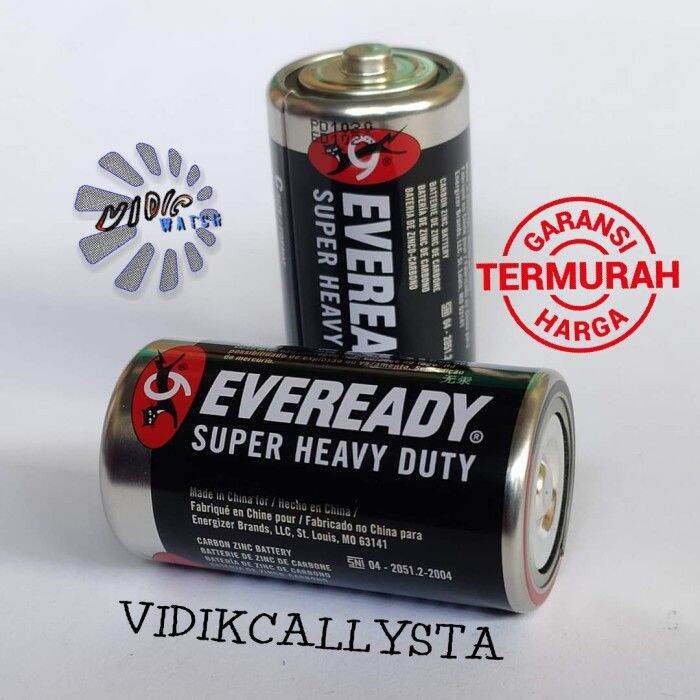 BATERAI EVEREADY SUPER HEAVY DUTY TYPE C UKURAN SEDANG LR14 1.5v ...