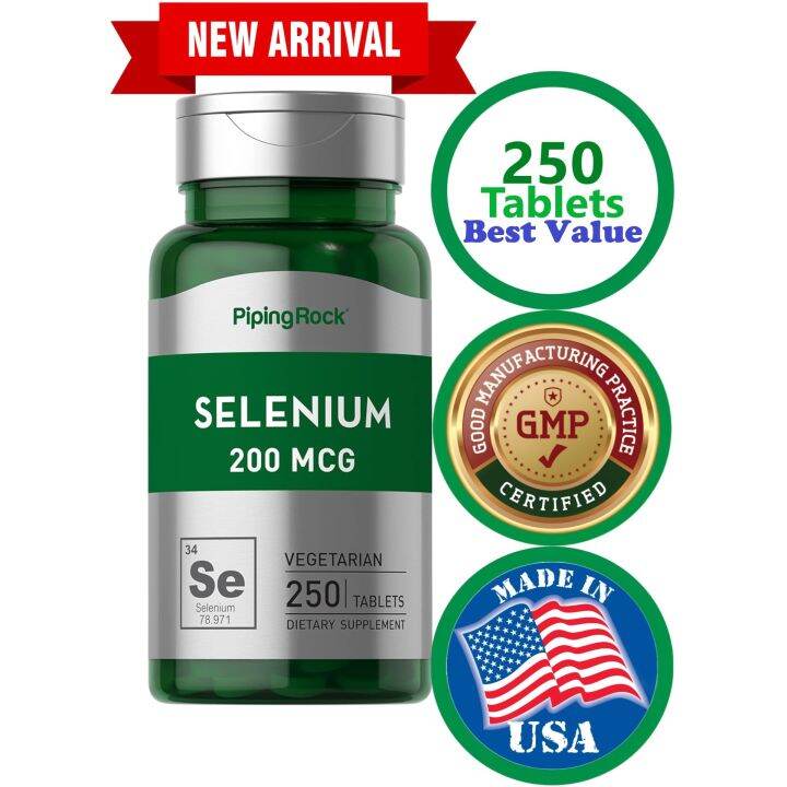 250 Tablets Selenium Supplement | 200 mcg | Vegetarian, Non-GMO, Gluten ...
