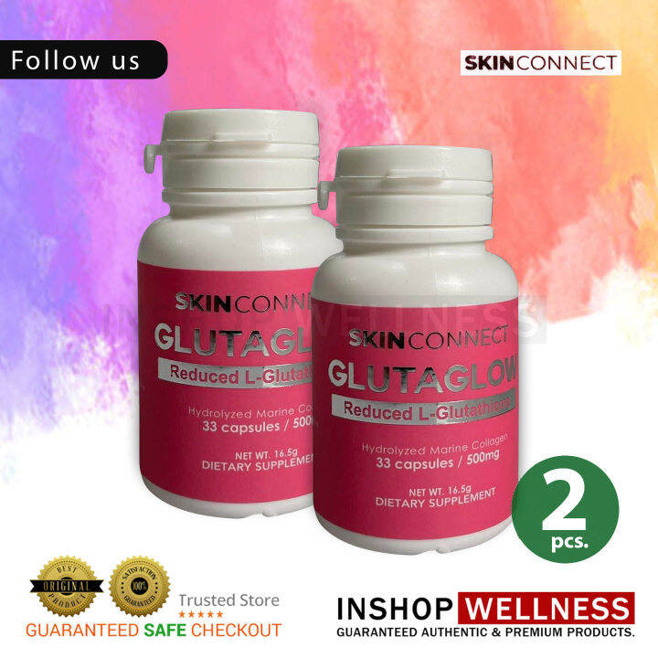 Gluta Glow Skin Connect (2 Bottles) (Glutathione, Collagen, Vitamin C, Vitamin E, GlutaGlow, etc ...