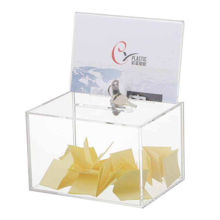 POSTURE Acrylic Donation Box with Lock Transparent Raffle Ticket Box ...
