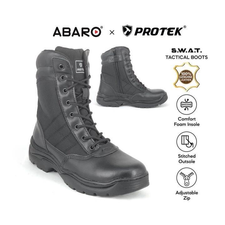 PROTEK Genuine Leather Tactical Boots SWAT Boots SWA756A1 Kasut Kawad ...