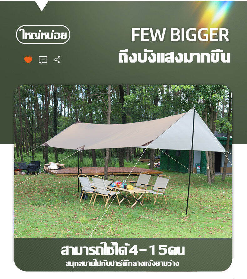 JIUQI ฟลายชีท 3x3ม 3x4ม ทาร์ป ฟรายชีท กันน้ำ ป้องกันรังสียูวีได้ 99% ...