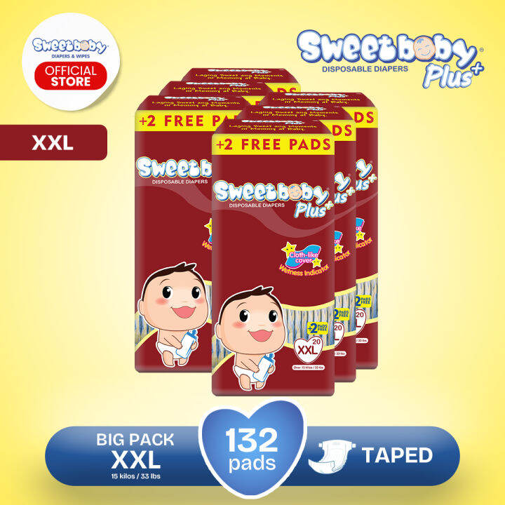 SWEETBABY PLUS BIG PACK TAPED DIAPER XXL 20+2 x 6 PACKS - DISPOSABLE ...