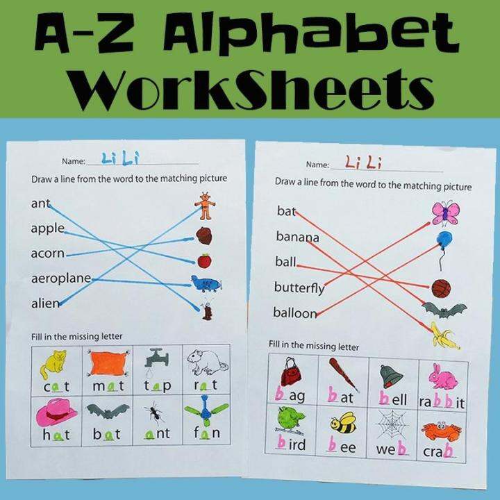 26 ตัวอักษร A-Z ตัวอักษรเรียนภาษาอังกฤษ Phonics Word กิจกรรมแผ่นงานบ้าน ...