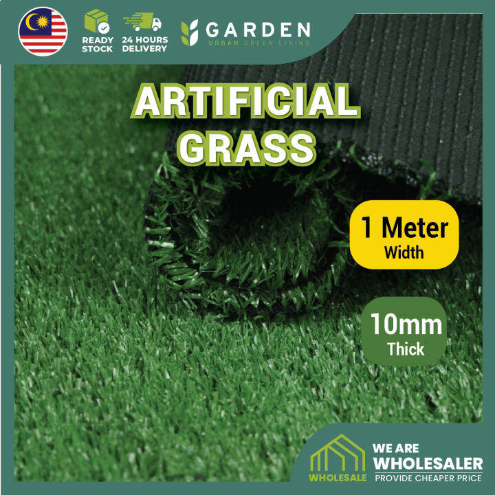 10mm Thick 1 Meter x 1 Meter Yellow Green Artificial Grass Landscape ...