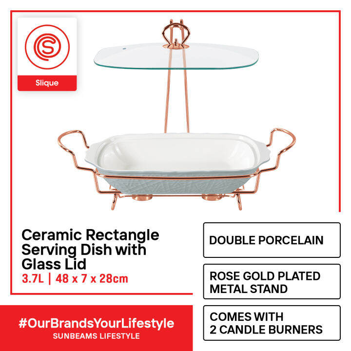 SLIQUE Premium Rectangle Ceramic Casserole Serving Dish with Tempered ...