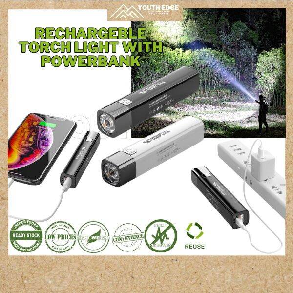 Power Bank + Flashlight 3in1 Mini Touch Light Rechargeable Touch Light ...