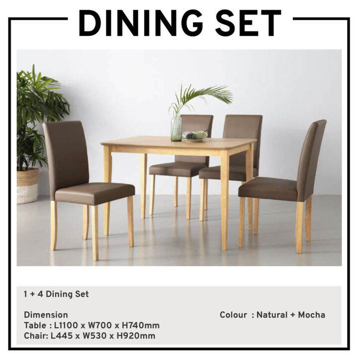 Dining Set 1+4 Dining Table Pu Leather Chair Wooden Dining Set 4 Seater ...