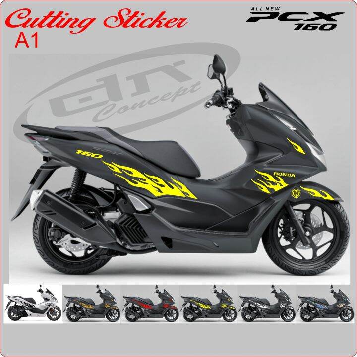 Cutting Stiker Honda PCX 160 Variasi A1 Motor Modip Lidah api Hot ...