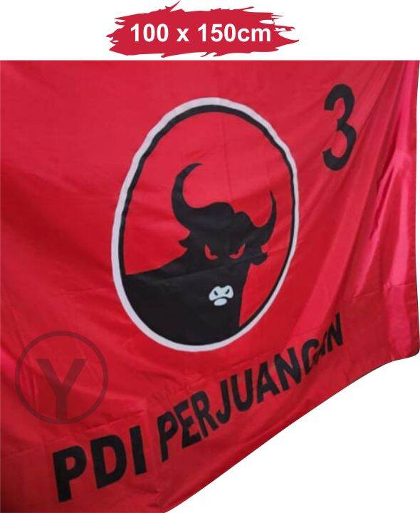 bendera tiang/bendera jalan/bendera kantor/bendera PDI Perjuangan 100 x 150cm | Lazada Indonesia