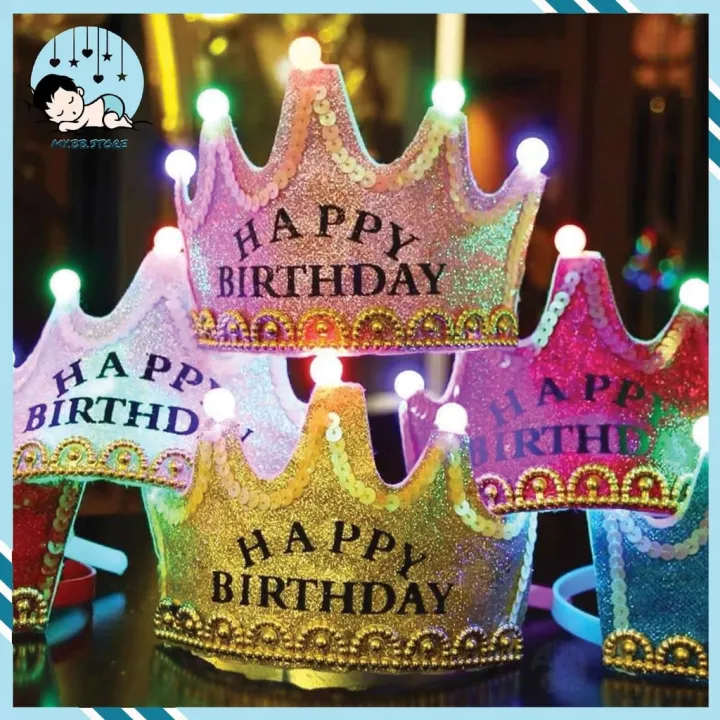 Ready Stock】 Kids LED Happy Birthday Crown Adult Party Crown Princess ...