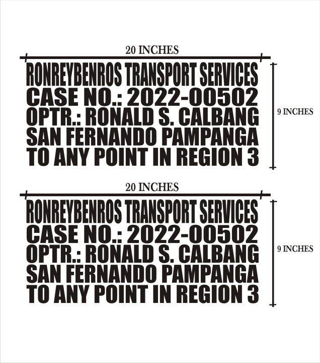 LTFRB 24/7 AND CASE NUMBER STICKER | Lazada PH