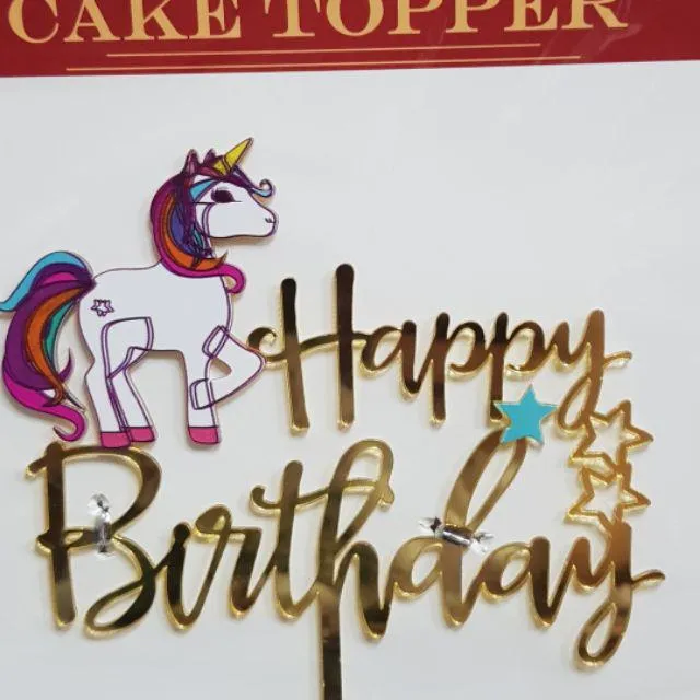 Unicorn Happy Birthday Acrylic Cake Topper Lazada Ph