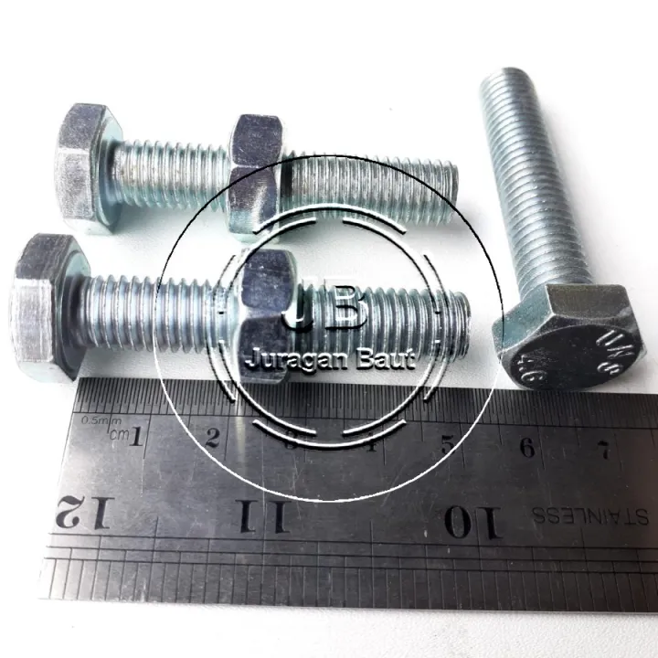 BAUT MUR M10 X 50 PANJANG 5CM 5 CM KUNCI 17 50MM MM PUTIH BAUD BMP M10X50 DIAMETER DRAT 10MM ...