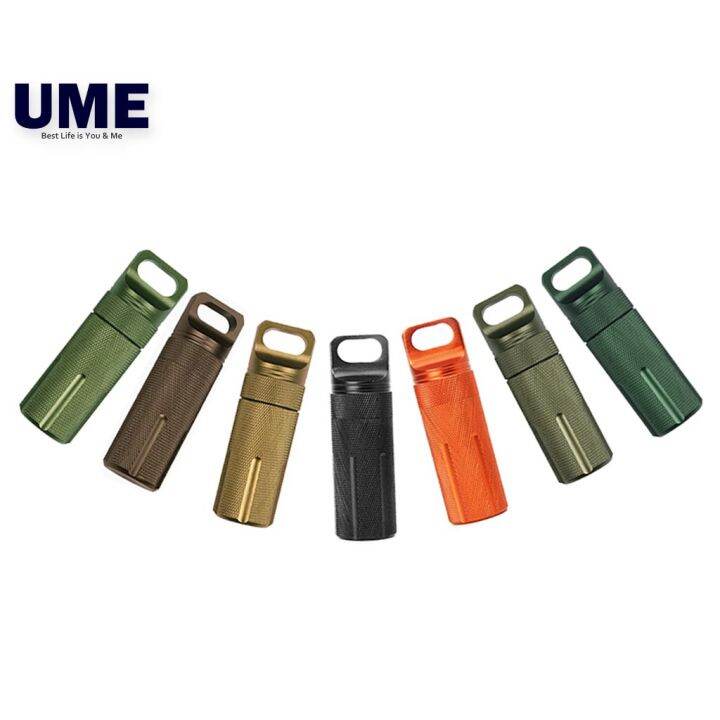 Outdoor EDC Pill Bottle Aluminum Survival Container Capsule Waterproof ...