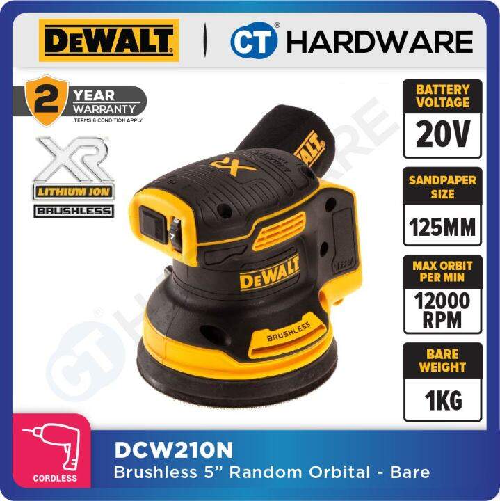 DEWALT DCW210N CORDLESS BRUSHLESS ORBITAL SANDER 20V 5" 8000-12000OPM ...