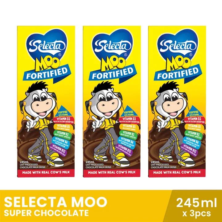 SELECTA Moo Super Chocolate 245ml x 3 pcs, children's milk, snack ...