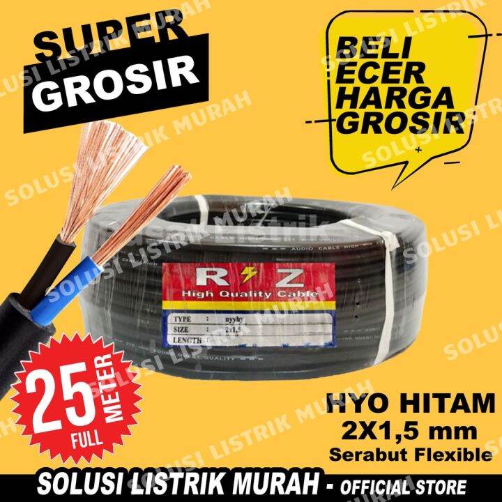 Kabel Listrik NYM HYO 2x1,5 Hitam Serabut NYYHY Hitam 1 Roll 25 Meter Full | Lazada Indonesia