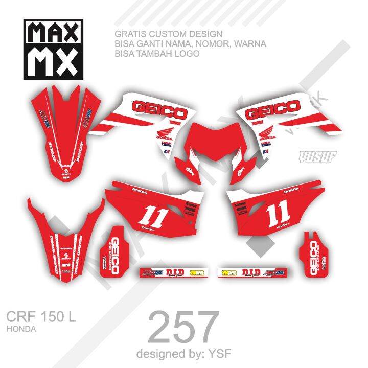decal crf 150l merah putih geico | Lazada Indonesia